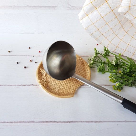Big Ceramic Honeybee Spoon Rest Honeycomb With Bee Utensil | Etsy