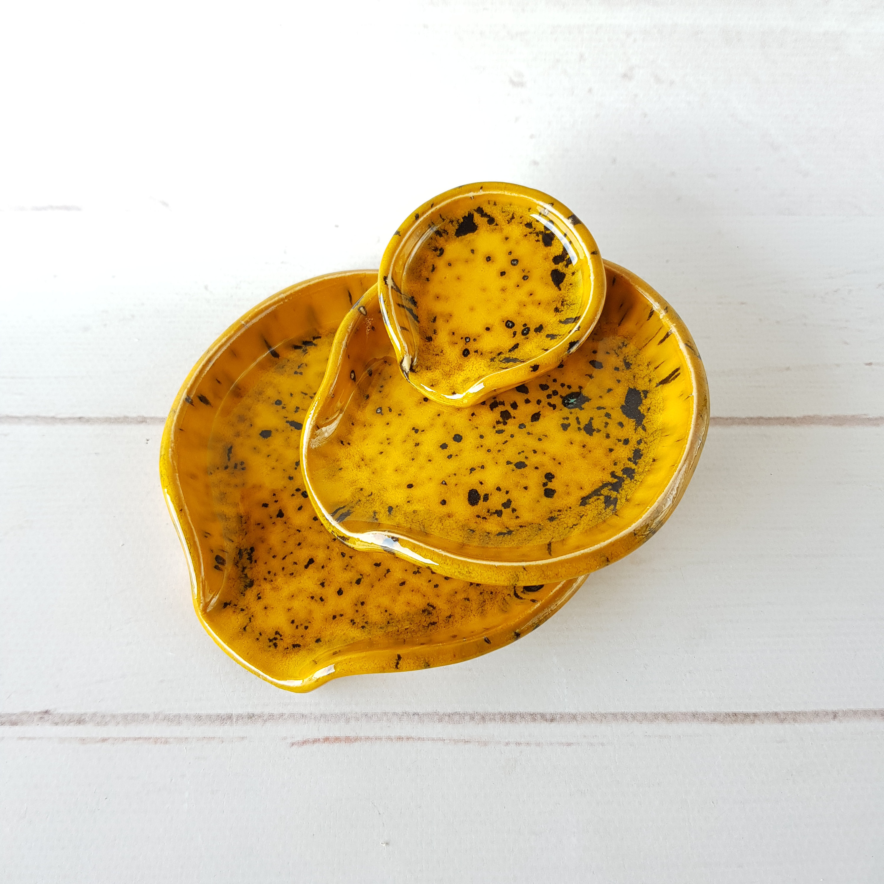 Ceramic spoon dish for kitchen Pottery speckled yellow spoon | Etsy