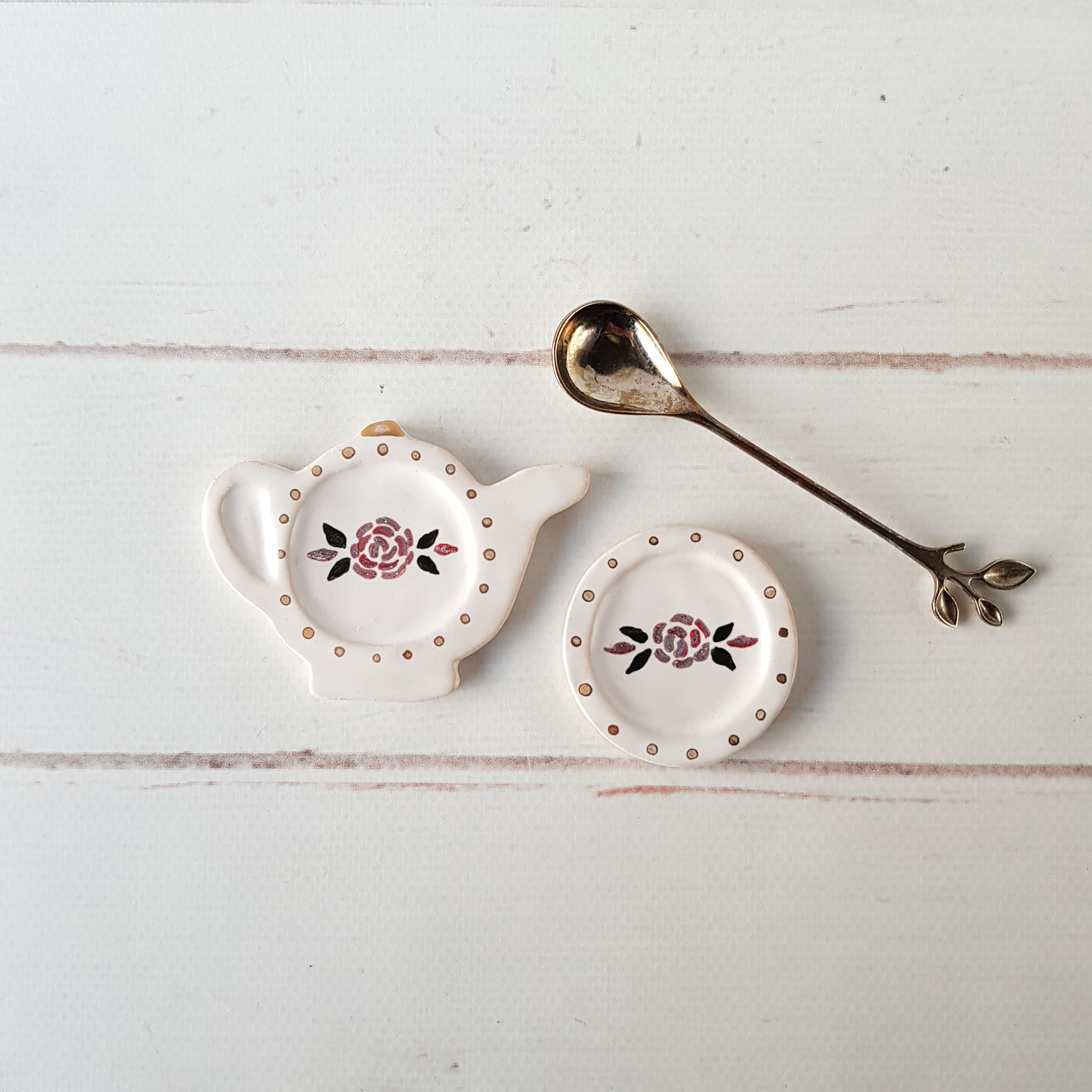 Coffee/Tea spoon holder with rose Rustic spoon rest Ceramic | Etsy