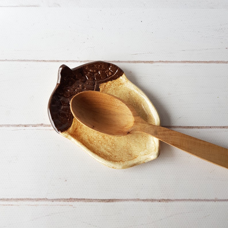 Ceramic Acorn Spoon Rest Handmade Woodland Kitchen Decor Pottery ...