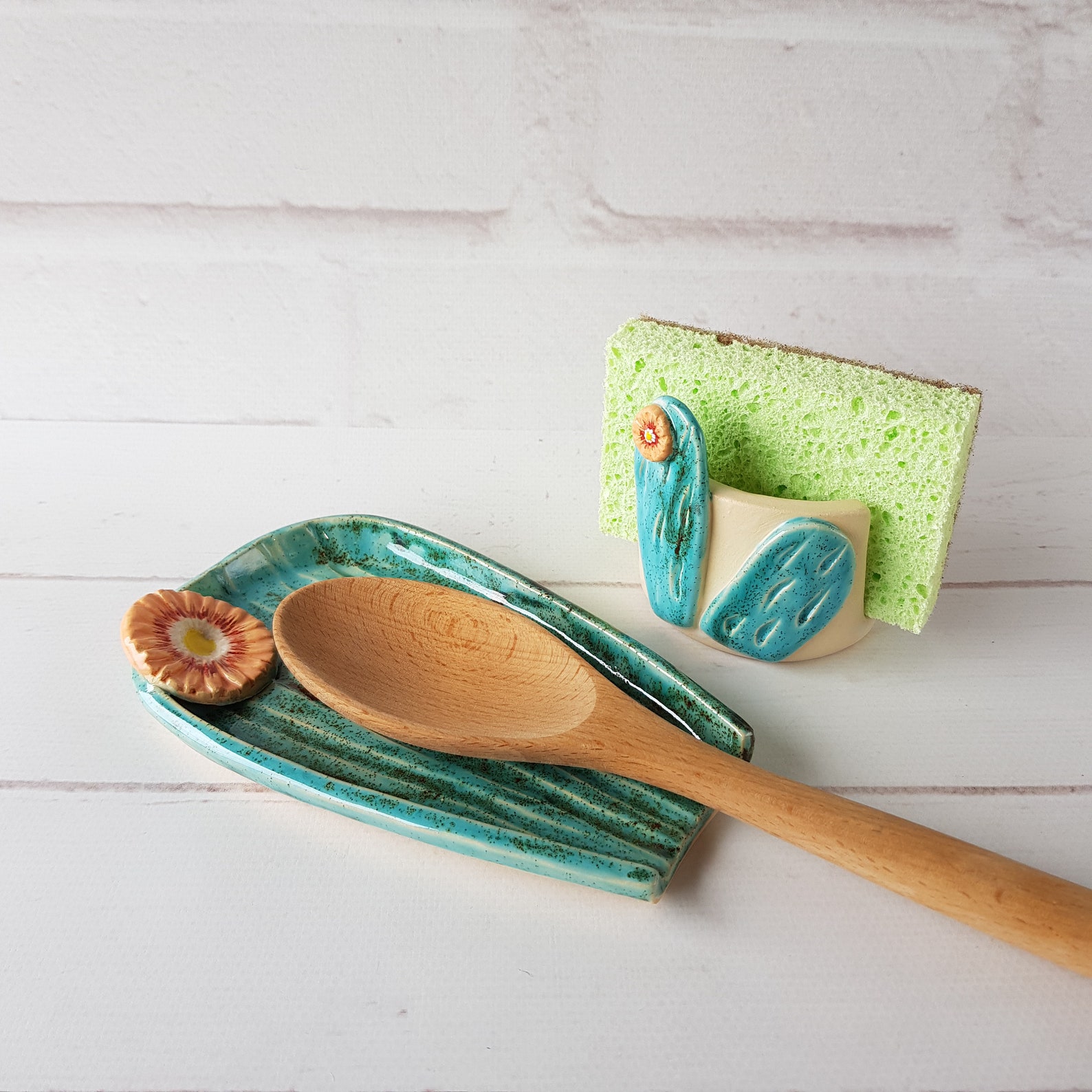 Ceramic Cactus Spoon Rest Cacti Spoon Holder for Table Kitchen ...