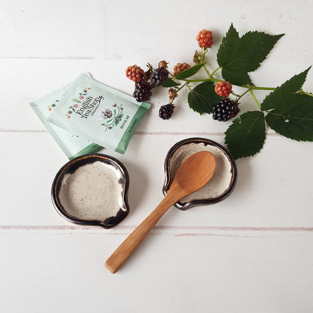 Ceramic Minimalistic Tea Bag and Spoon Rest Clay Mini Spoon Rest ...