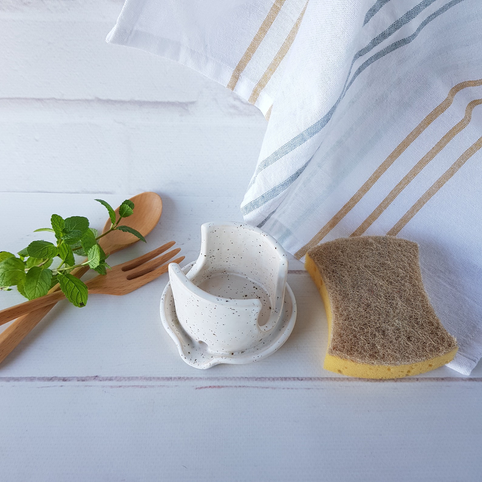 Speckled Ceramic Sponge Holder With Tray for Kitchen Sponge - Etsy