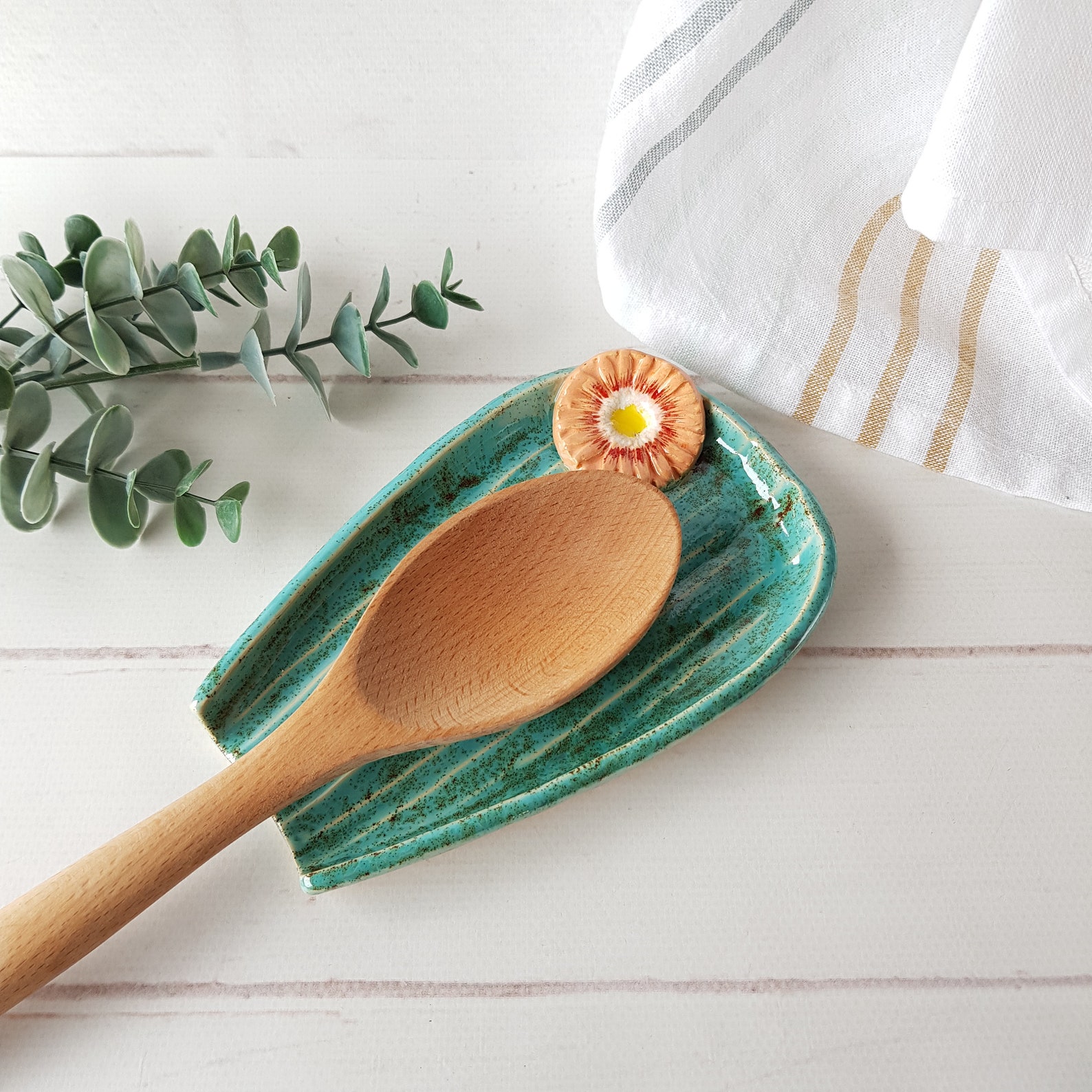 Ceramic Cactus Spoon Rest Cacti Spoon Holder for Table Kitchen ...
