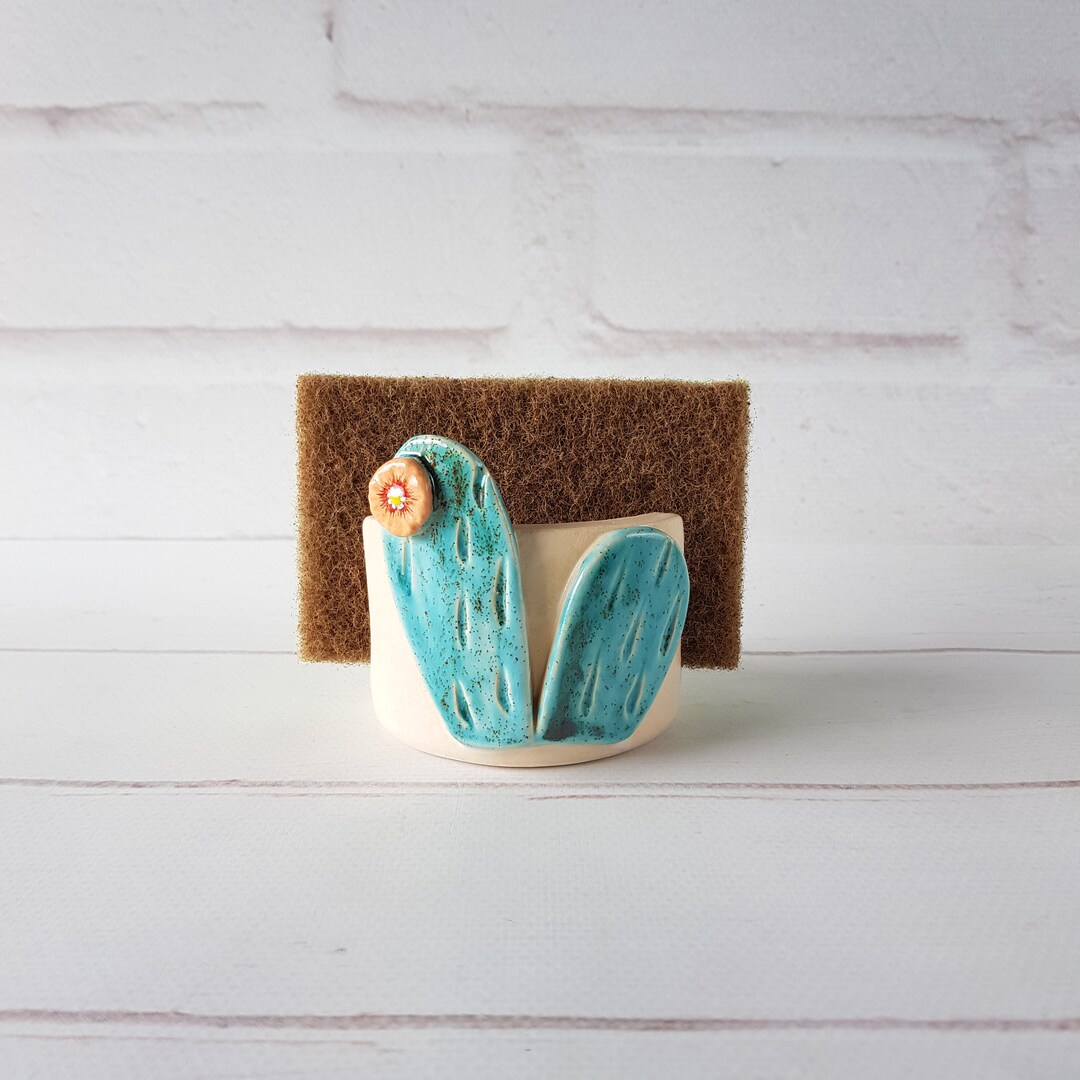 Ceramic Cactus Sponge Holder Cottagecore Decor Handmade Cacti Napkin ...
