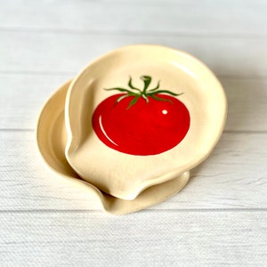 Ceramic Handpainted Red Tomato Spoon Rest Tomato Spoon Holder Handmade ...