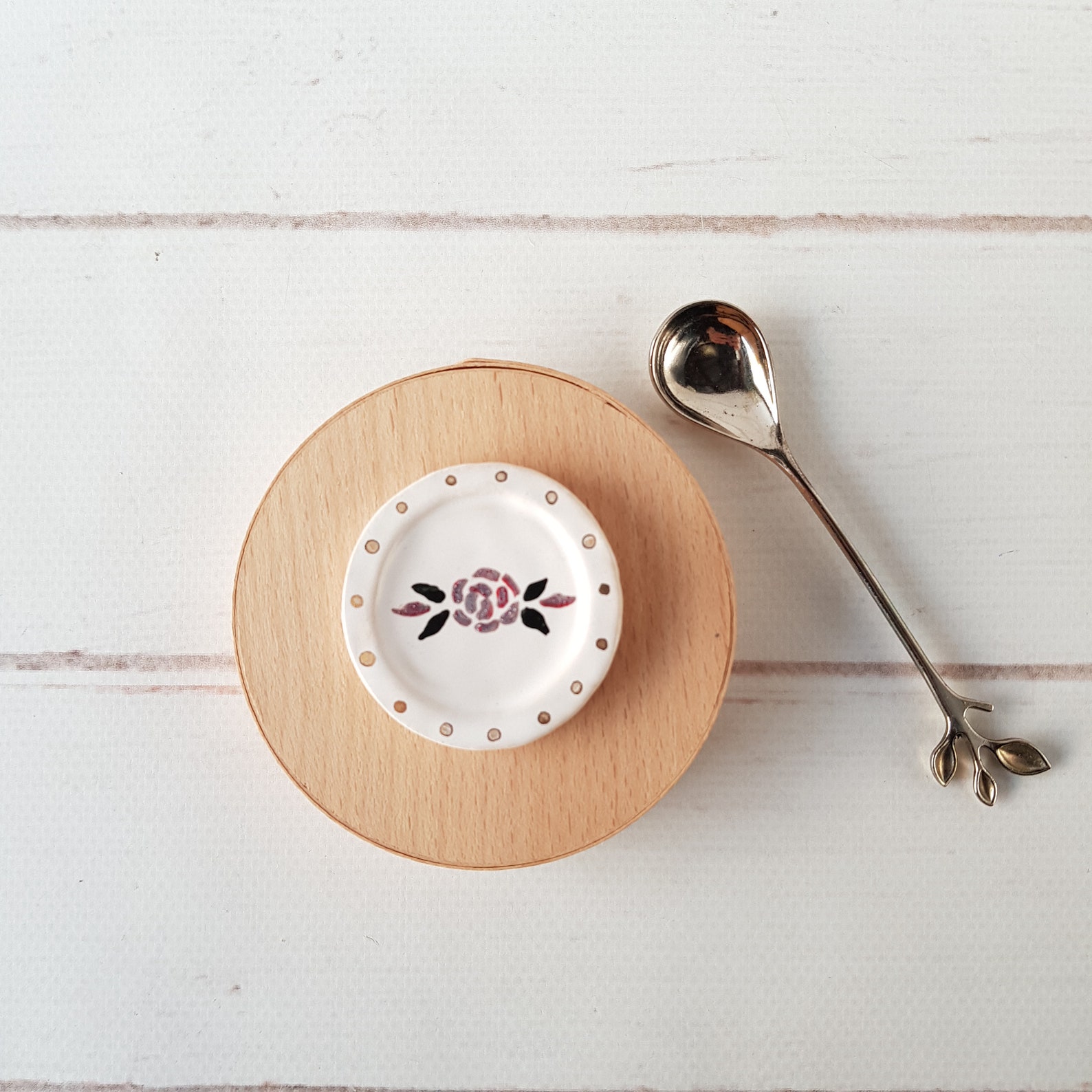 Coffee/Tea spoon holder with rose Rustic spoon rest Ceramic | Etsy