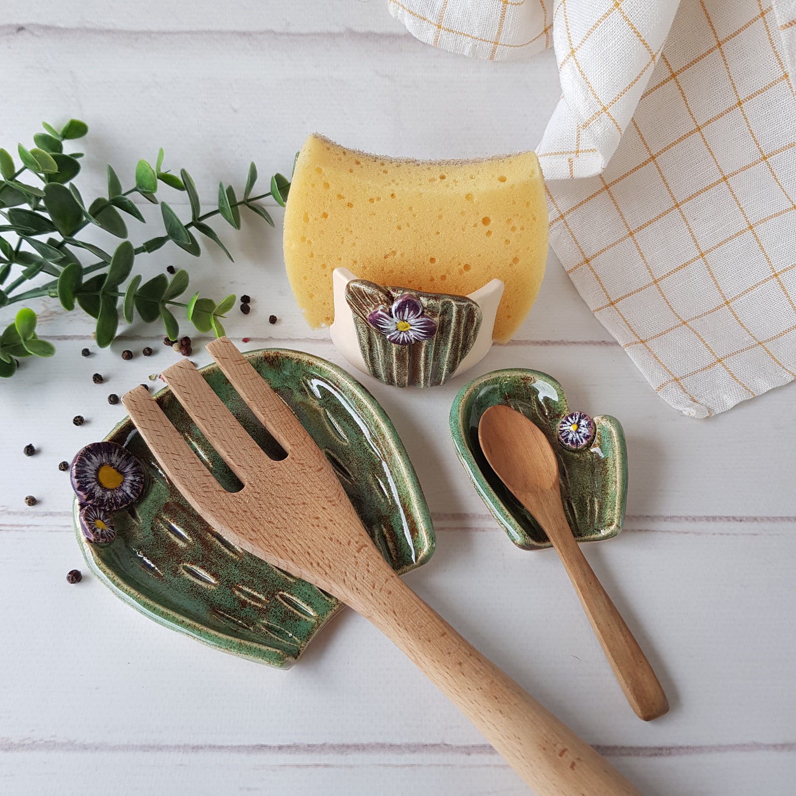 Cacti Spoon Holder Handmade Ceramic Cactus Spoon Rest for - Etsy