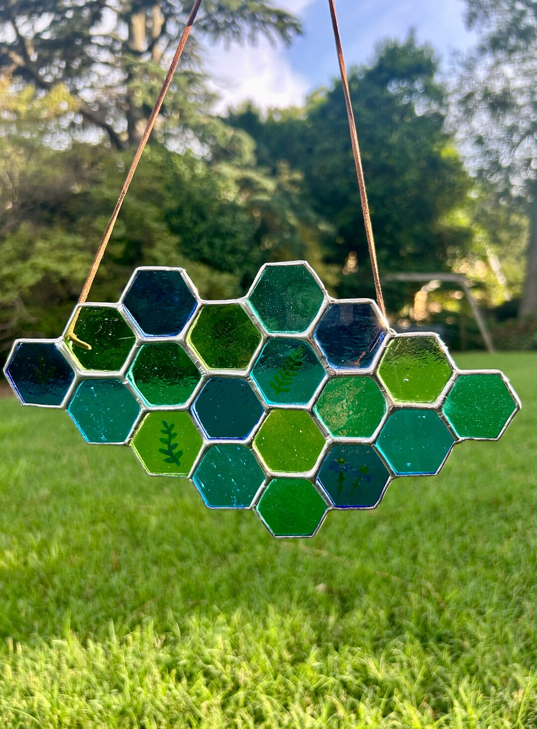 Honeycomb Sun Catcher, Stained Glass Honeycomb Sun Catcher, Stained ...
