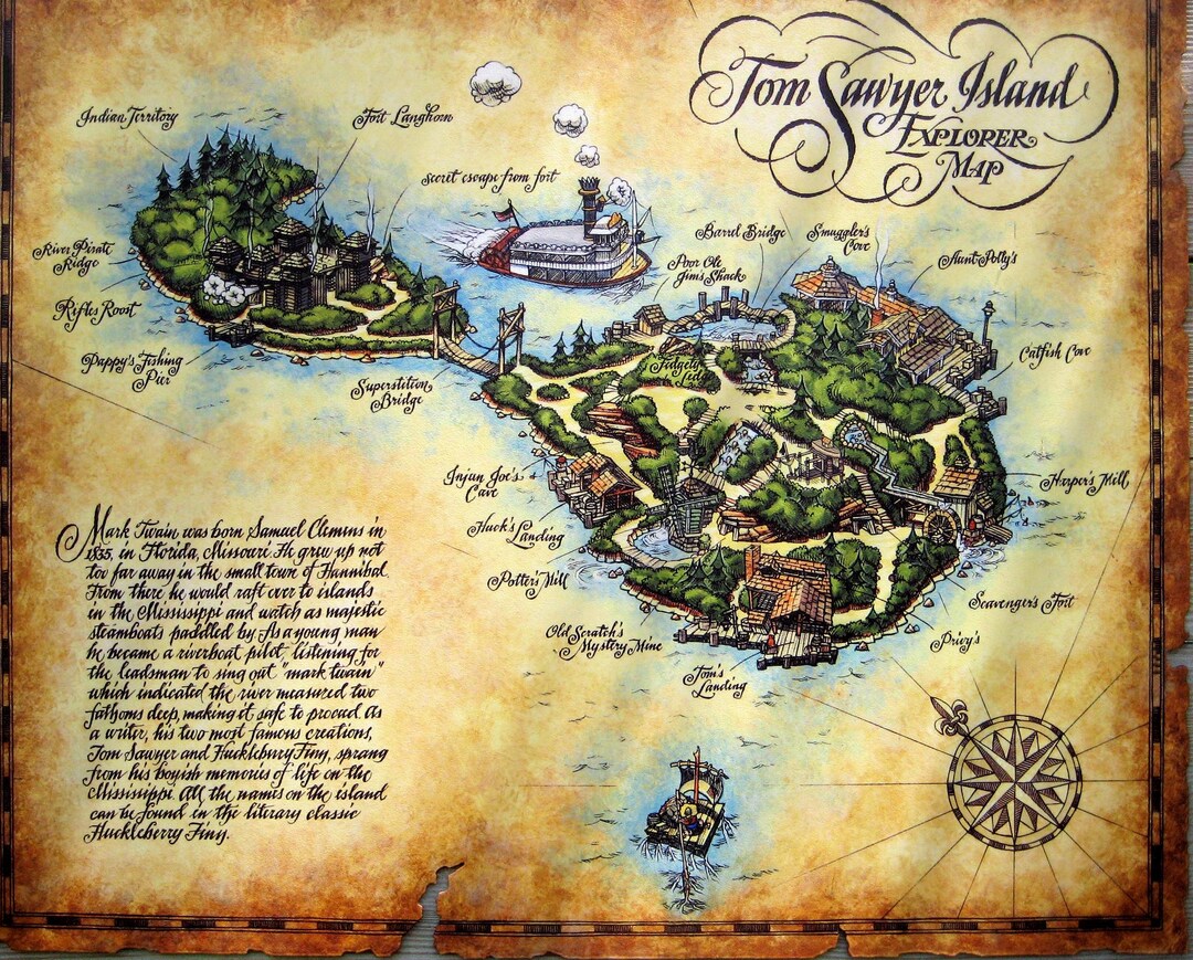 Disney Tom Sawyer Map 11" X 13.5" Collector's Poster B2G1F - Etsy