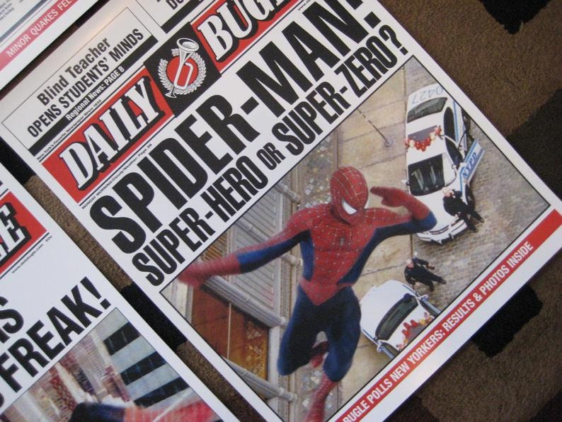Spider-man Daily Bugle Newspaper Posters Set of 4, Sam Raimi Movie Prop ...