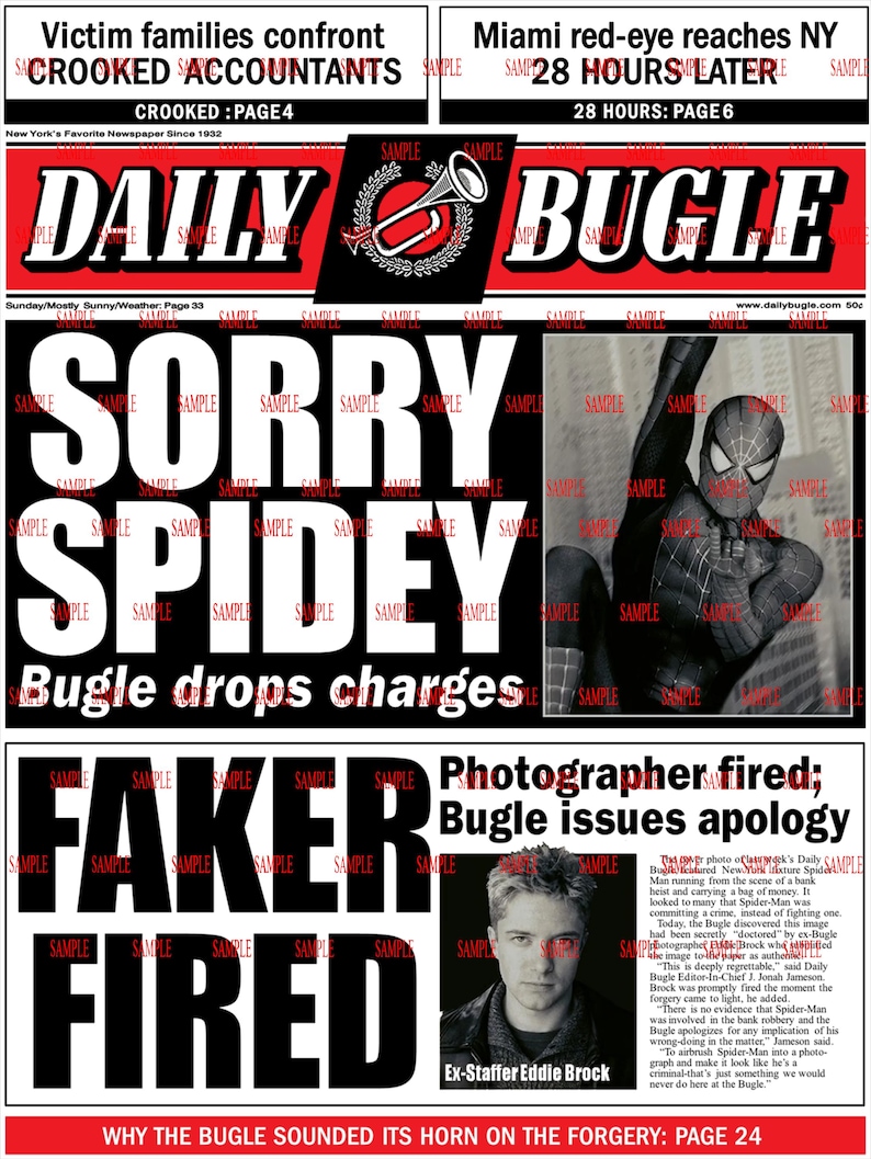 Spiderman Daily Bugle ( 11" X 15'' ) Front Page Poster Print ( T4 ) - Etsy