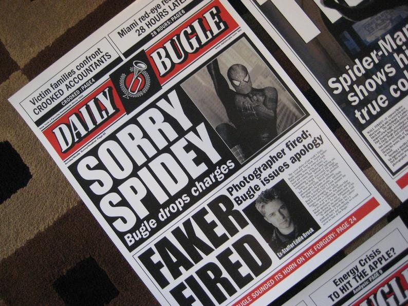 Spiderman Daily Bugle 11 X 15'' Front Page | Etsy