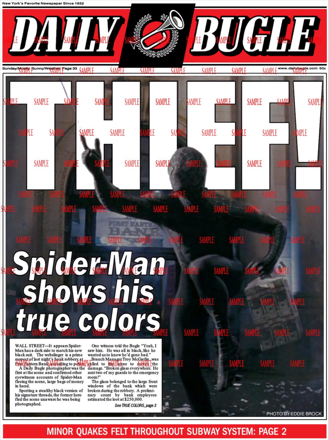Spiderman Daily Bugle ( 11" X 15'' ) Front Page Poster Print ( T3 ) - Etsy