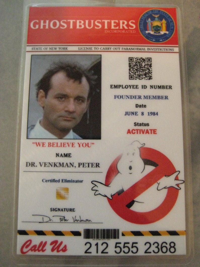 Ghostbusters 1984 Peter Venkman I.D. Badge B3G1F - Etsy UK