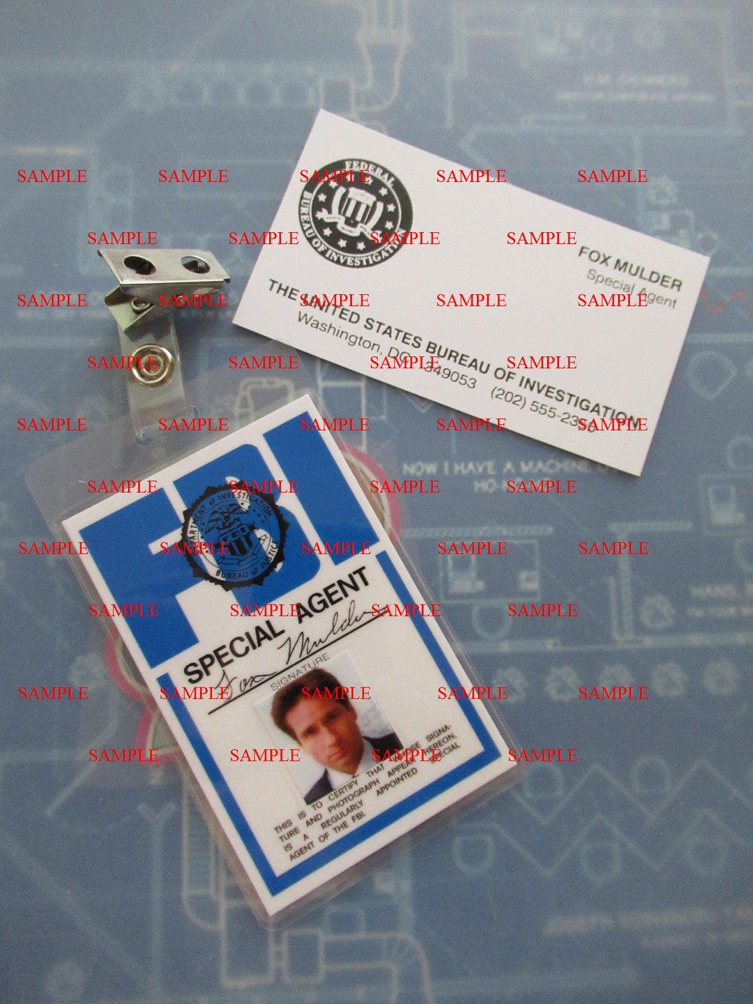 X - Files Fox Mulder's (david Duchovny) FBI ID Badge & Business Card ...