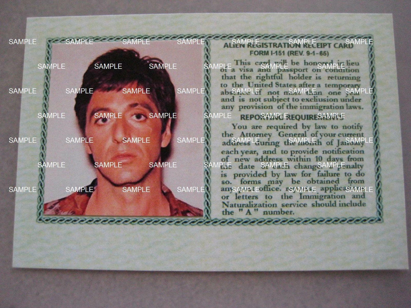 SCARFACE MOVIE Tony Montana Green Card Screen Accurate - Etsy