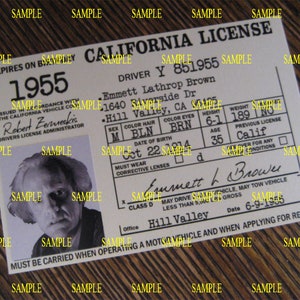 Back to the Future Custom Made Doc Emmett Brown 1955 License Prop ...