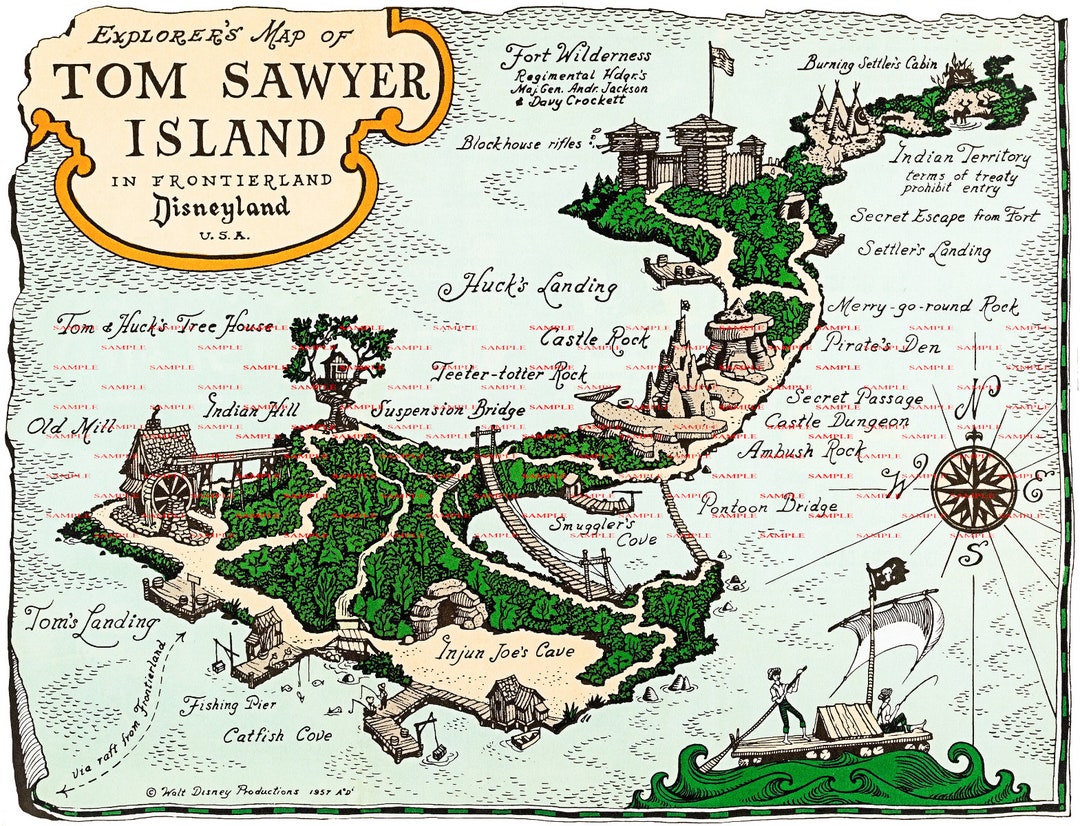 Disney Tom Sawyer Map 11 X 14.5 Collector's Poster Print - Etsy