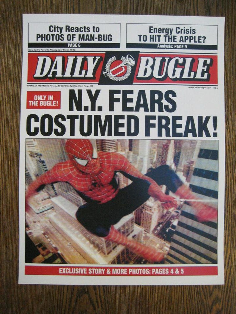Marvel Spiderman Daily Bugle 11" X 15'' Front Page Collector's Prop ...