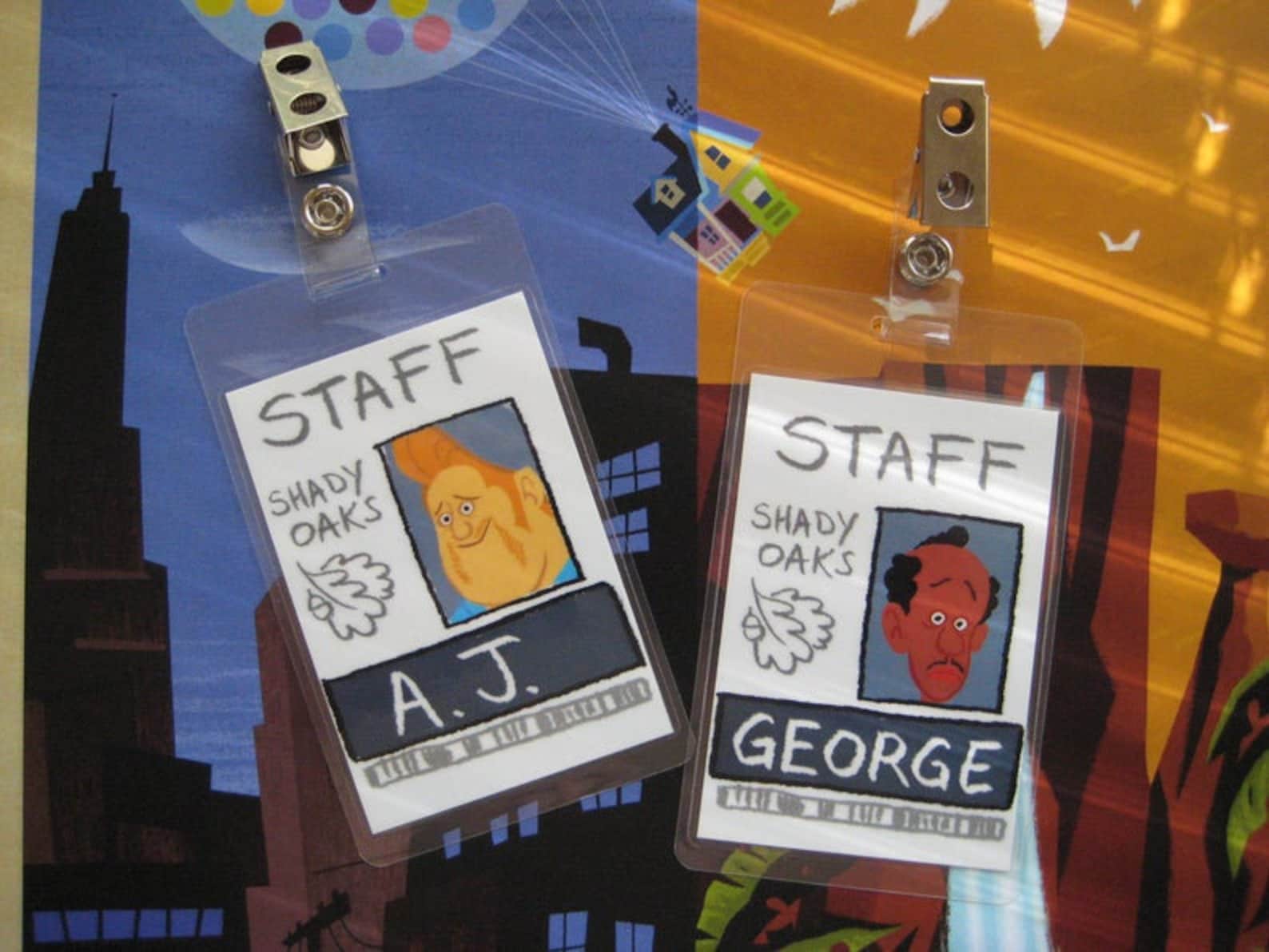 Disney Pixar - UP - ( George & A.J. ) Shady Oaks I.D. Badges ( Set of ...