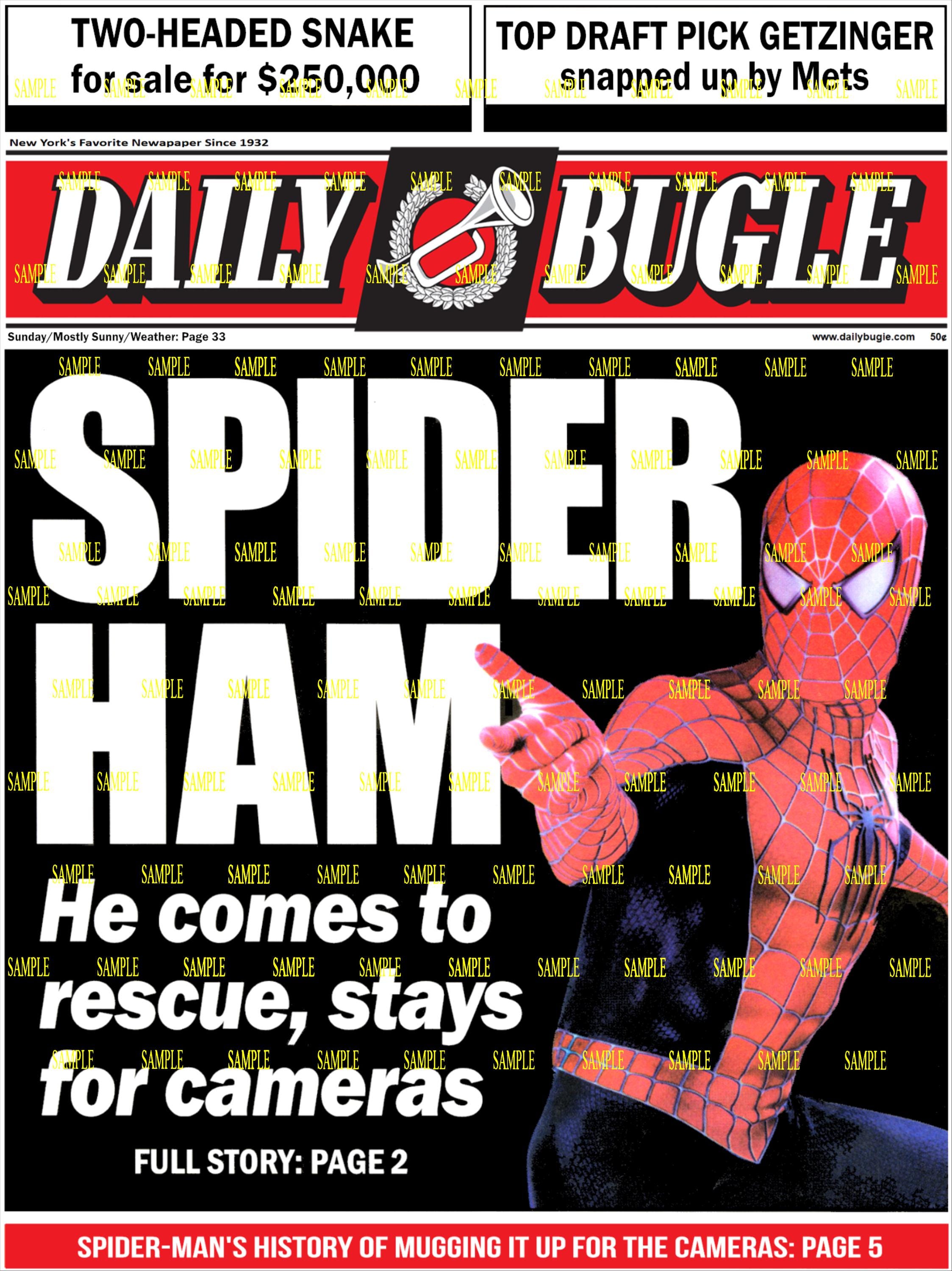 Marvel Spiderman Daily Bugle 11" X 15'' Front Page Collector's Movie ...