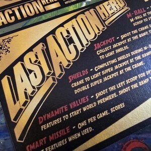 The Last Action Hero Pinball Machine Instruction Cards Apron Cards - Etsy
