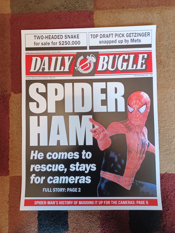 Spiderman Daily Bugle 11 X 15'' Front Page | Etsy UK