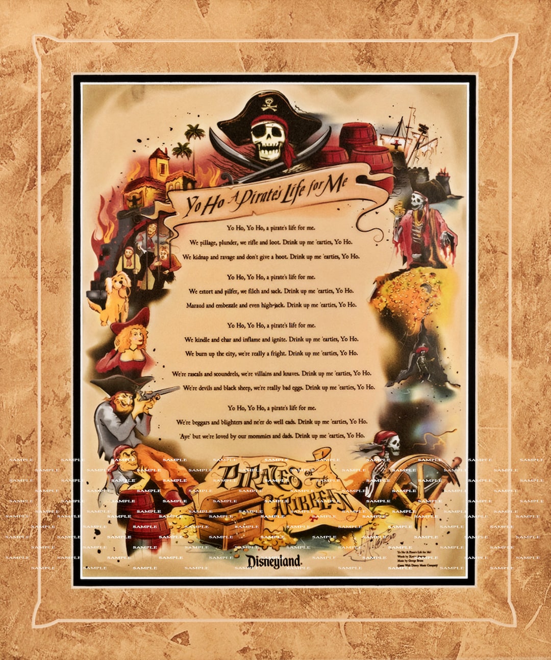 Disney Pirates of the Caribbean Yo Ho Yo Ho 11" X 13" Collector's ...