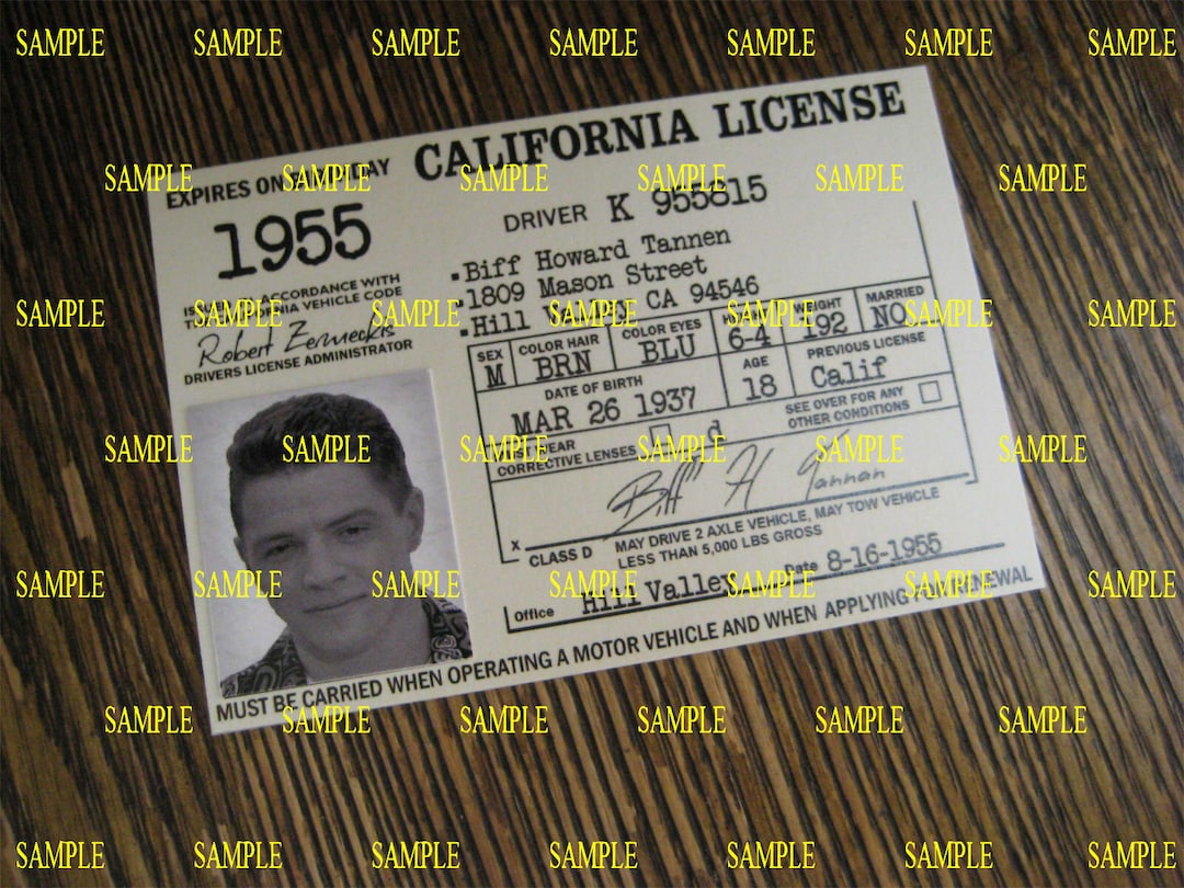 Back to the Future Custom Made Biff Tannen 1955 Drivers License Prop ...