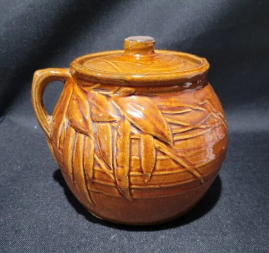 Mccoy 1940's Lidded Bean Pot Bamboo & Pea Pod Motif - Etsy
