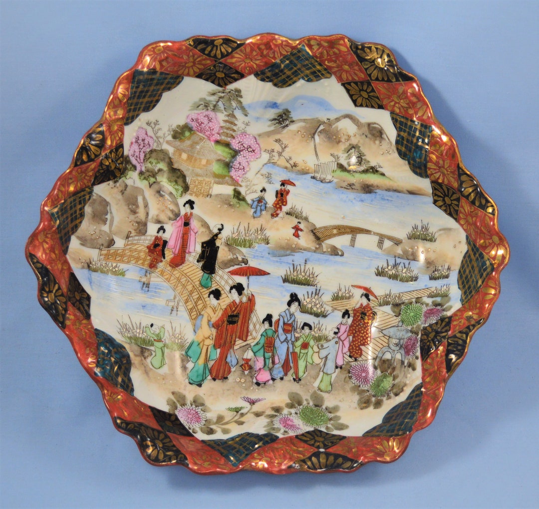 Antique Japan Hand Painted Porcelain Bowl With Geisha - Etsy