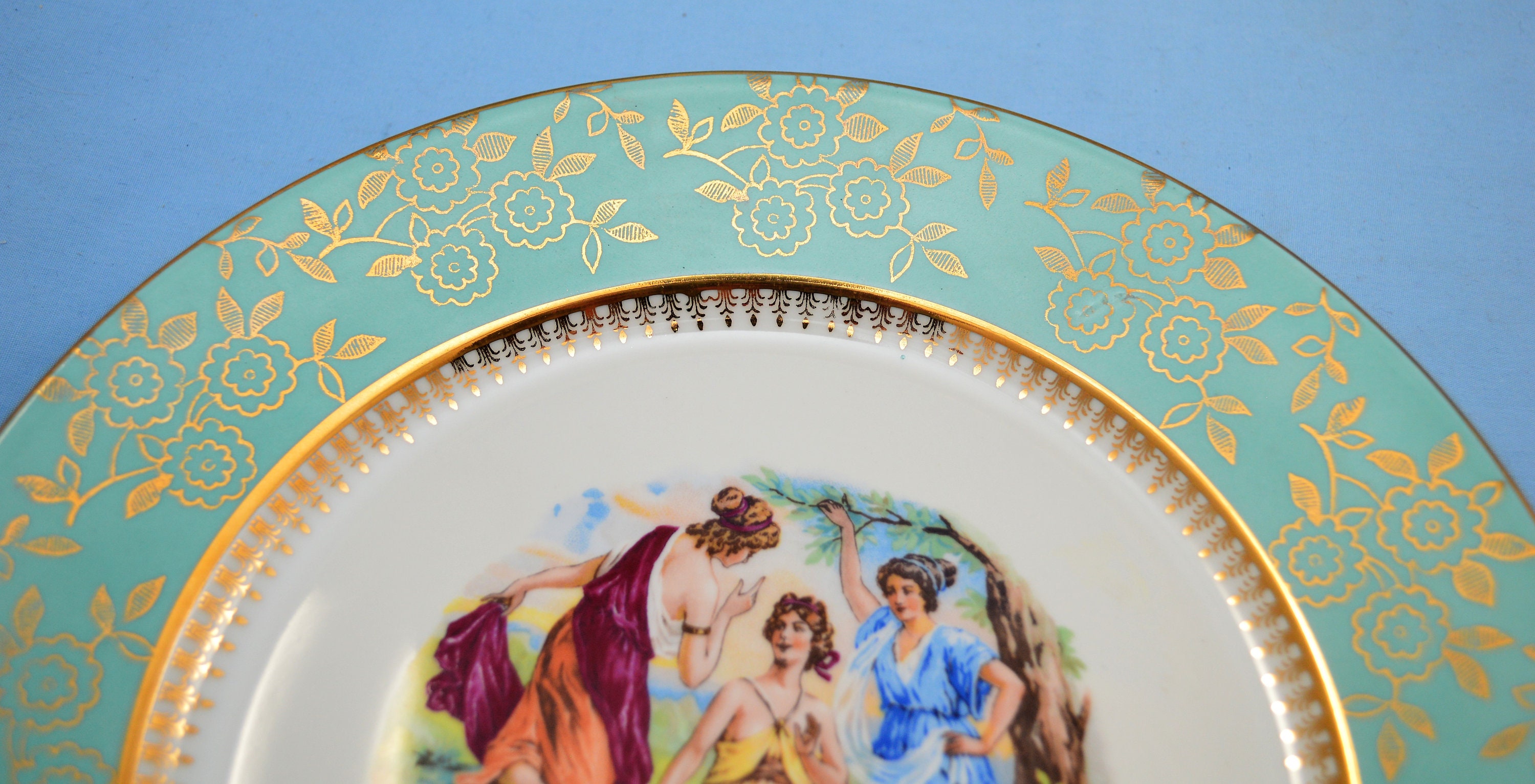Vintage Porcelain Plate M.Z. Czechoslovakia Figural Scene Mythical - Etsy