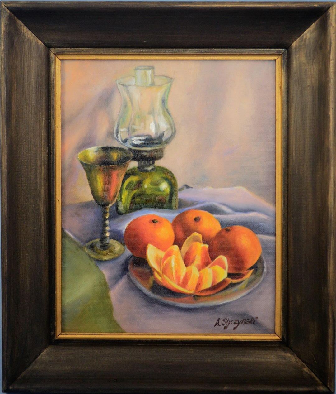 Original Oil Painting Still Life Oranges by A. Styczynski Signed Framed ...