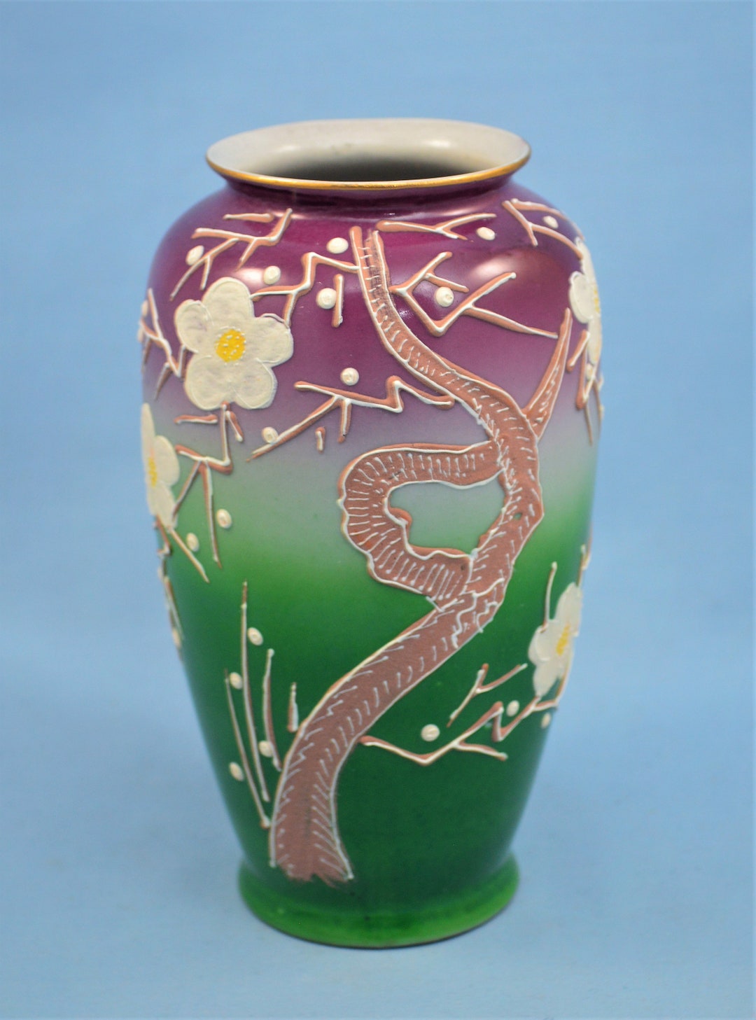 Vintage Betsons China Japan Porcelain Hand Painted Vase Moriage Floral ...