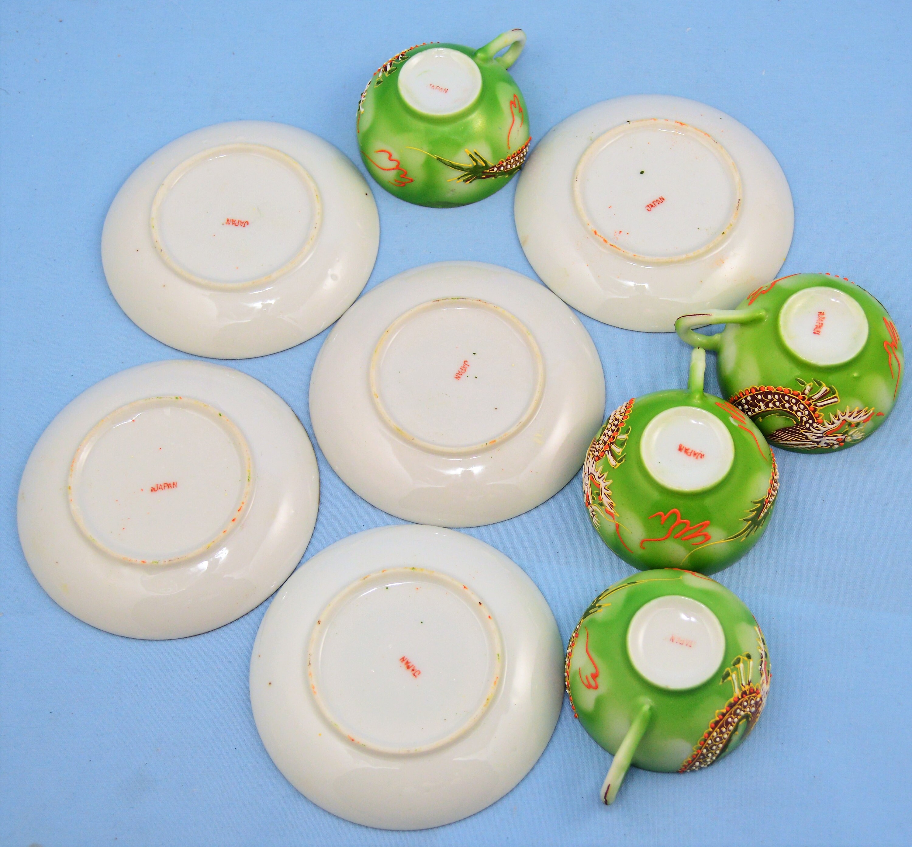 Antique Japan Porcelain Dragonware 4 Cups 5 Saucers Set Hand - Etsy