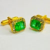Lab Emerald 14K Gold Plated Cufflink in 925 Sterling Silver Cuff Links ...