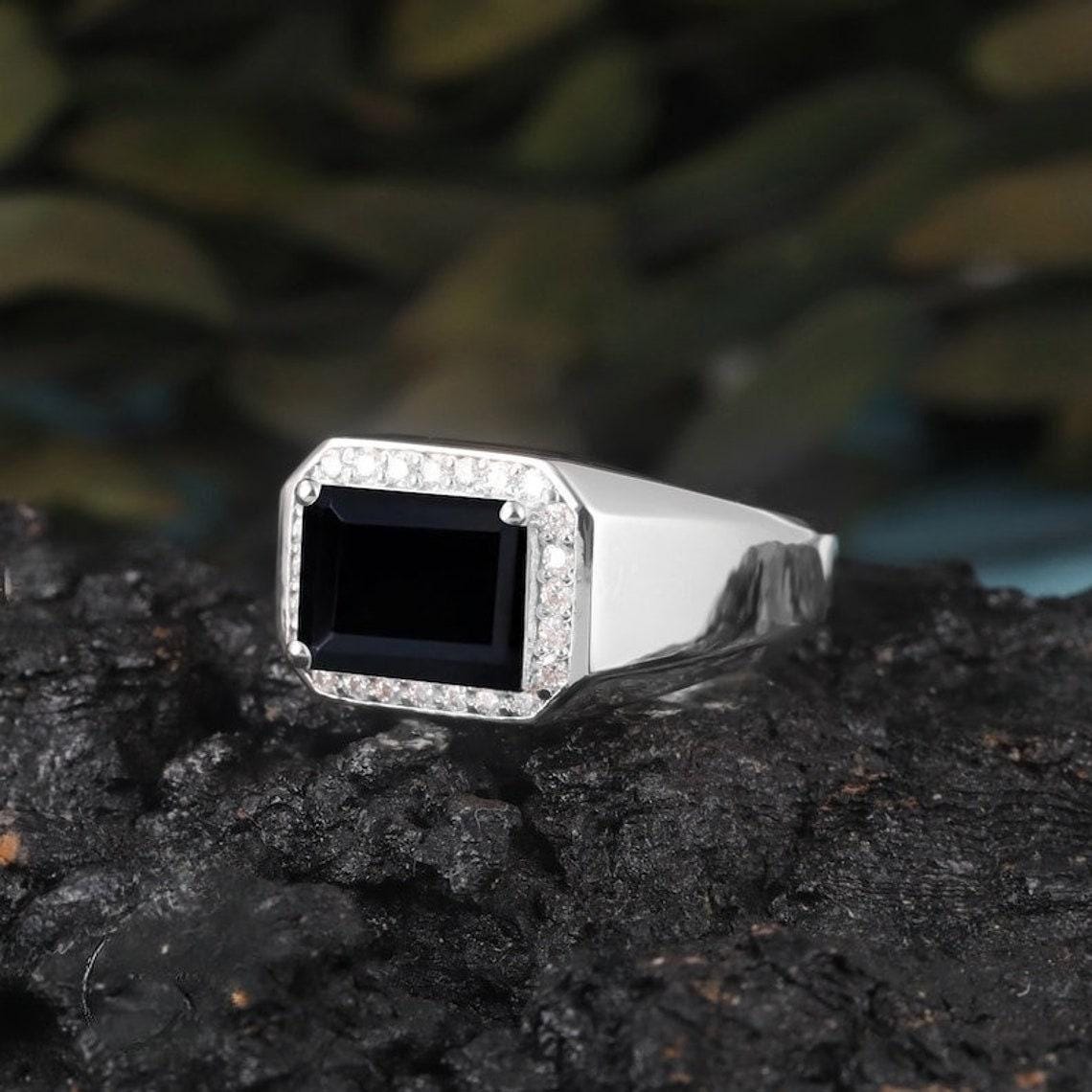 Black Onyx Men's Ring, Sterling Silver Men's Ring, Statement Ring ...