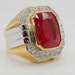 Amazing Red Ruby Men's Ring With Diamonds, 22K Gold Men Ring, Groomsman ...
