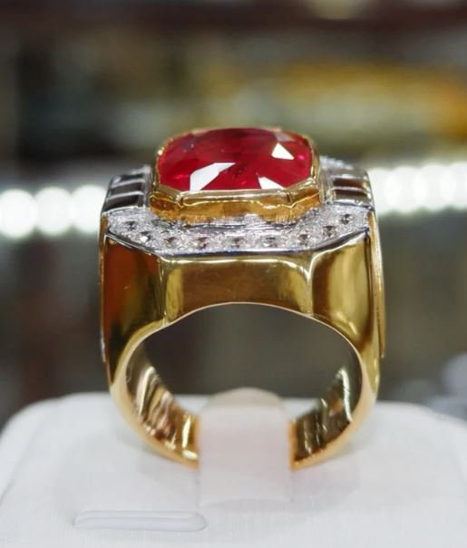 Amazing Red Ruby Men's Ring With Diamonds, 22K Gold Men Ring, Groomsman ...