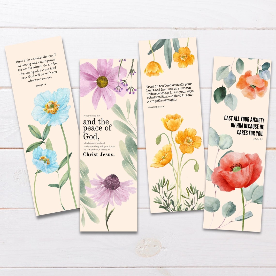 Printable Bible Verse Bookmark Set, Watercolor Bookmark Bundle, PDF ...
