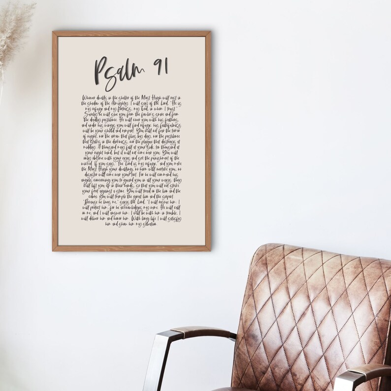 Psalm 91 Wall Art Print Digital Download, Psalm 91 Printable Biblical ...