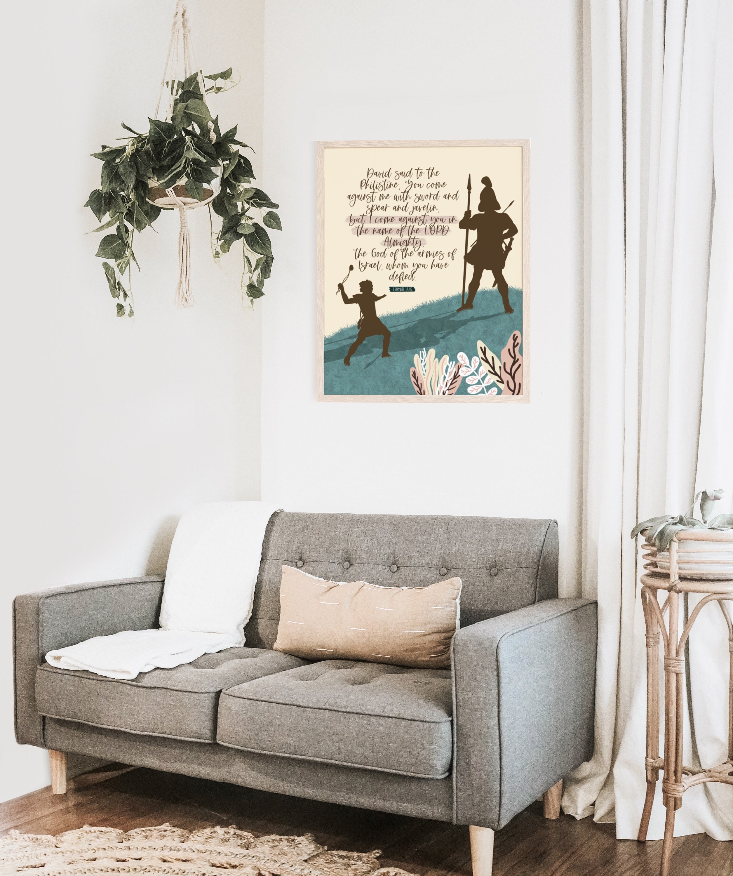 David and Goliath Wall Art Decor Printable Christian Home Decoration ...