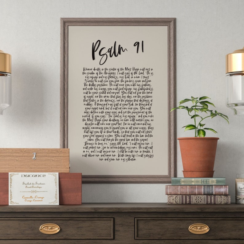 Psalm 91 Wall Art Print Digital Download, Psalm 91 Printable Biblical ...