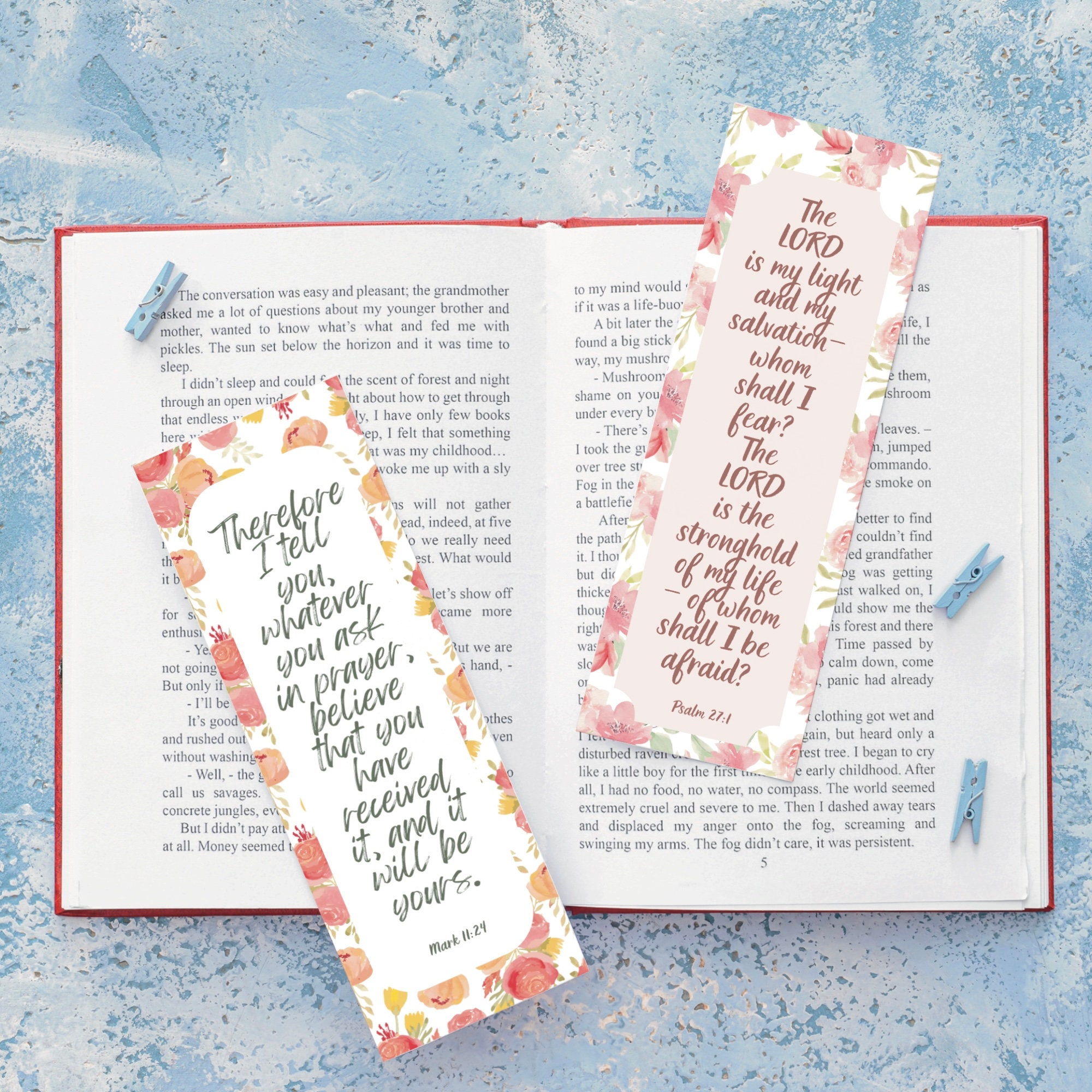 Printable Bible Verse Watercolor Flower Bookmark Set, Christian Quote ...