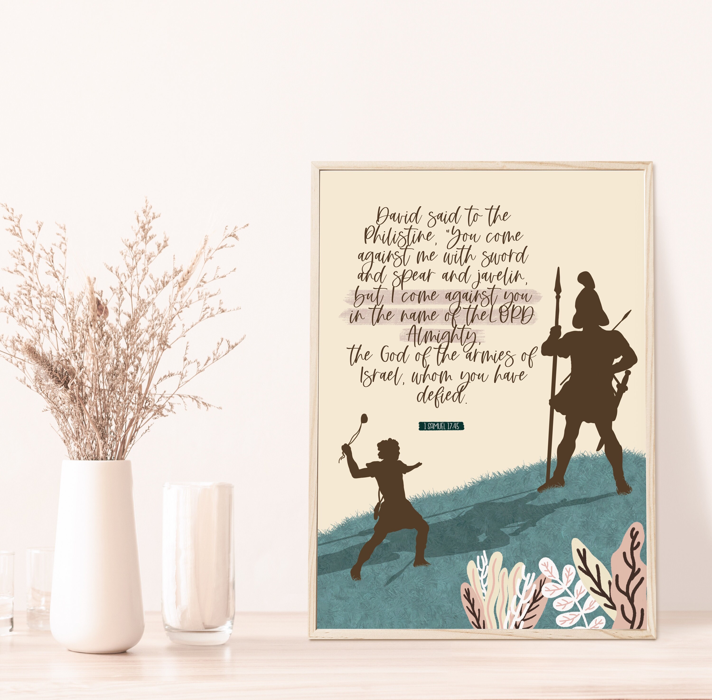 David and Goliath Wall Art Decor Printable Christian Home Decoration ...