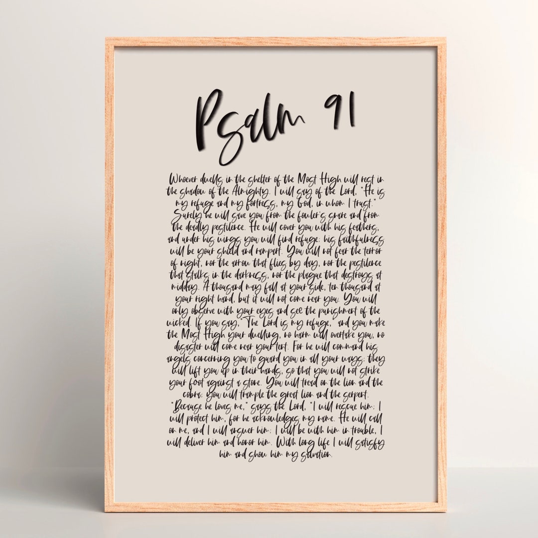 Psalm 91 Wall Art Print Digital Download, Psalm 91 Printable Biblical ...