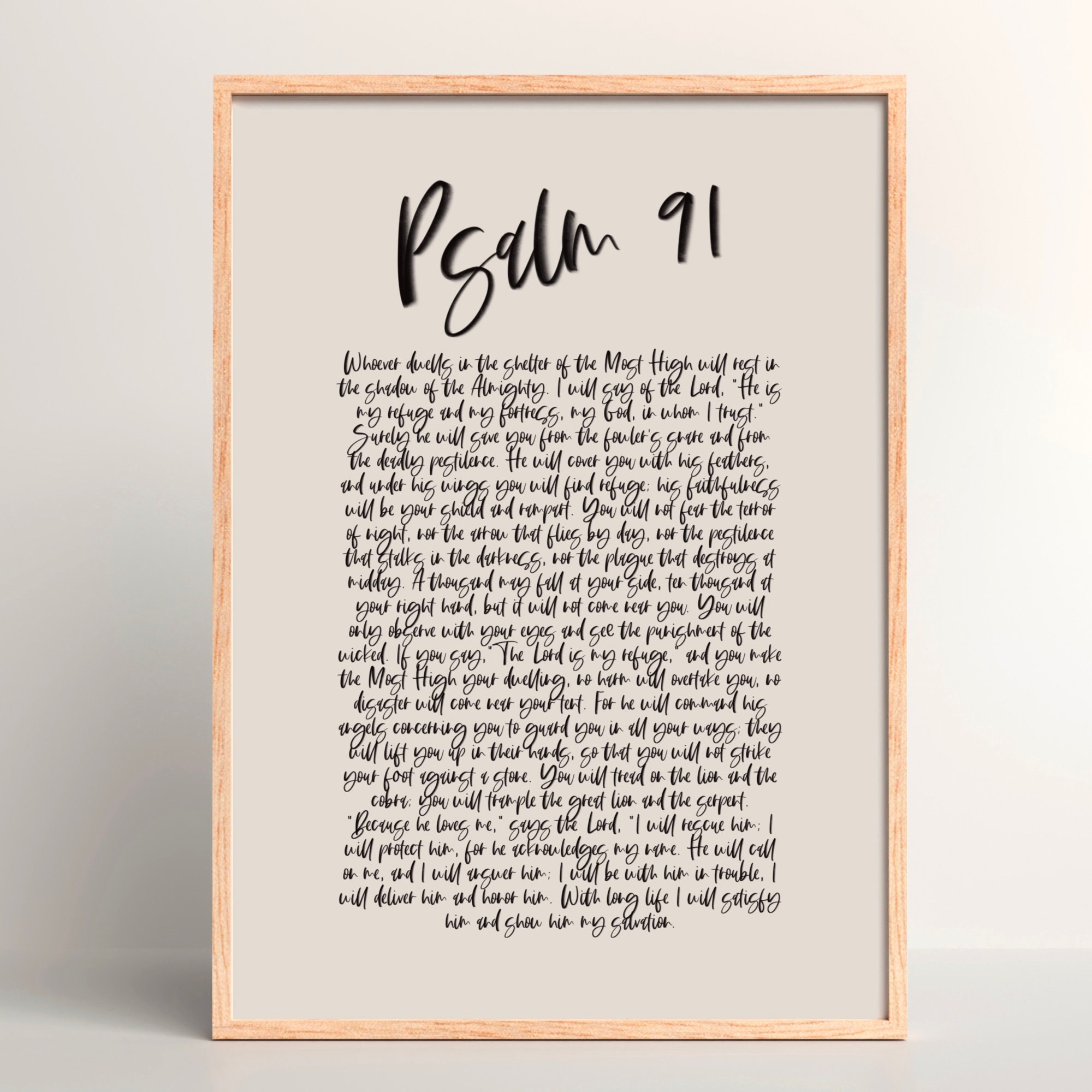 Psalm 91 Wall Art Print Digital Download, Psalm 91 Printable Biblical ...