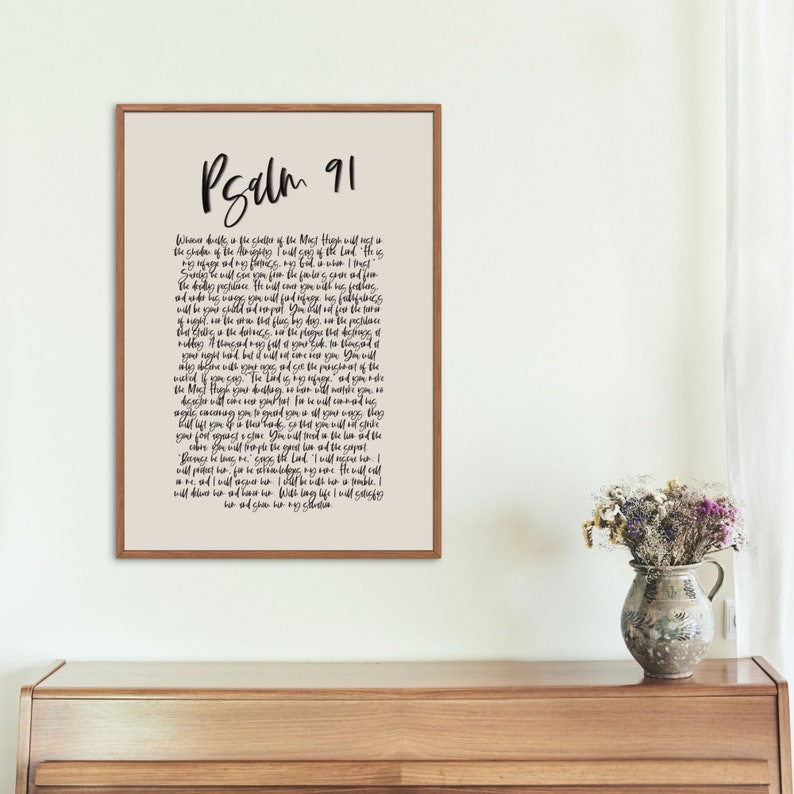 Psalm 91 Wall Art Print Digital Download, Psalm 91 Printable Biblical ...