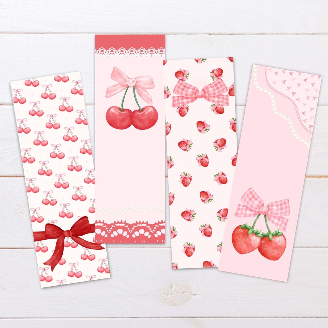 Coquette Bookmarks Printables Set of 4 Cute Aesthetic Digital Bookmarks ...